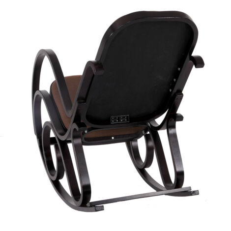 Rocking-chair, fauteuil à bascule M41, imitation noyer, tissu marron