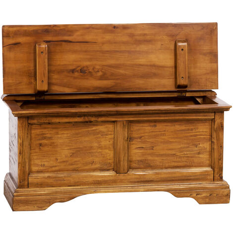 Truhe im Country-Stil aus massivem Lindenholz mit Nussholz Finish ...