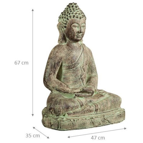 Kleine Statue von Buddha aus bemaltem Gips mit antikiertem Finish ...