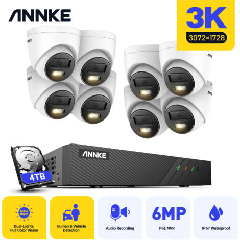 ANNKE 5MP Kit Caméra de Surveillance Intelligente Double lumière Vision ...