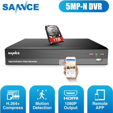 SANNCE Enregistreur DVR 5MP – 8 voies + disque dur 1TB