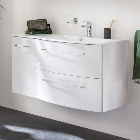 Fackelmann VERONA Badmöbel Set 3-teilig 115 cm breit, Weiß, Ablage ...