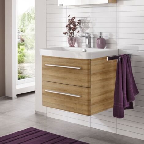 Lanzet K8 Badmöbel Set 2-teilig, 60cm, Hellbraun, Keramikbecken"-"90157145