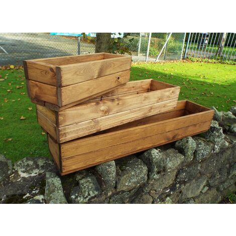 Hand Made 51cm x 18cm x 14cm Rustic Wooden Garden Window Box / Flower ...