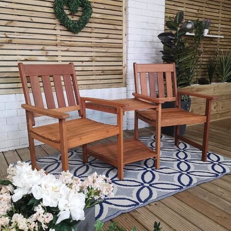 Rydal 2 Seater Wooden Garden Patio Love Seat and Table Set