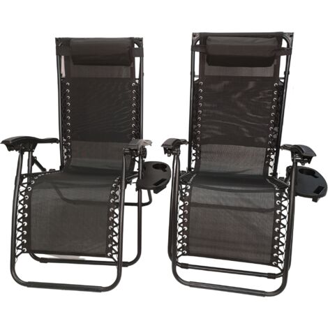 Set of 2 Multi Position Garden Gravity Relaxer Chair Sun Lounger with ...