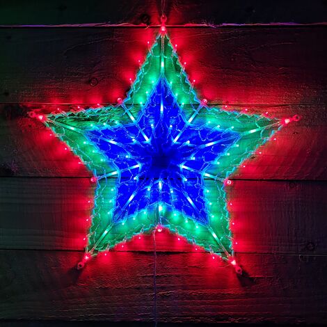 50cm Multi Colour LED Window Star Light Up Indoor Outdoor Christmas Decorations