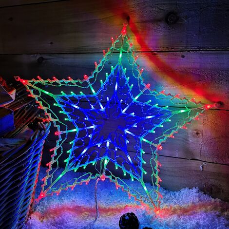 50cm Multi Colour LED Window Star Light Up Indoor Outdoor Christmas Decorations