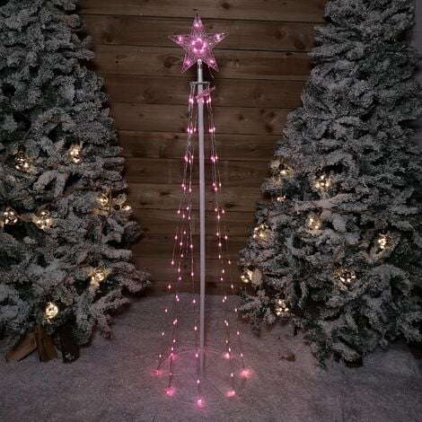 150cm (5ft) White Metal Maypole Tree with 106 Rainbow LED Wire Lights ...