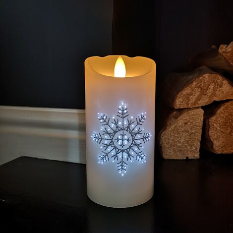 15cm Battery Operated Glitter Snowflake Dancing LED Candle Christmas ...