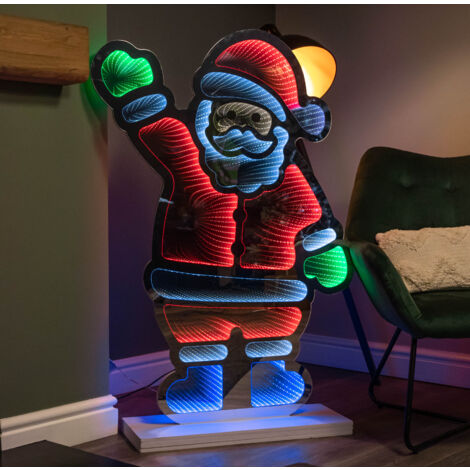 4ft (1.2m) Tall Light up Santa Christmas Infinity Decoration with Multi ...