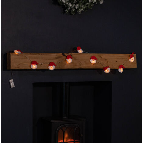 1.7m Set of 10 Battery Operated Santa's Head Christmas Lights with 10 ...