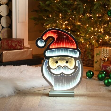 40cm Light up Santa's Face Infinity Christmas Decoration with Red and ...