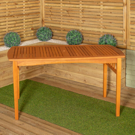 Outdoor 4 Person Rectangular Wooden Garden Table, 2 Benches Furniture Set