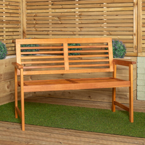 Outdoor 4 Person Rectangular Wooden Garden Table, 2 Benches Furniture Set