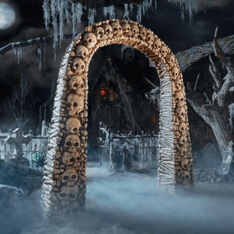 Home Accents 7.5ft Tall Skull and Bones Halloween Entrance Archway ...