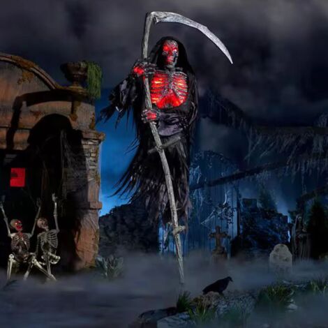 Home Accents Holiday 12ft Giant Levitating Halloween Reaper Animatronic ...