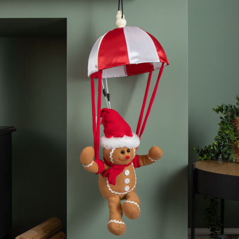57cm Battery Operated Musical Parachuting Gingerbread Man with Leg ...