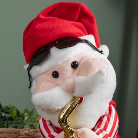 35cm Battery Powered Animated and Singing Santa with Saxophone Decoration