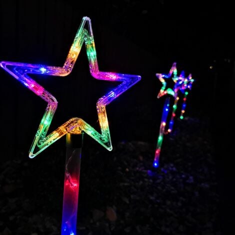 4pcs 55cm 60 LED Pathfinder Star Stake Lights for Garden in Multicoloured