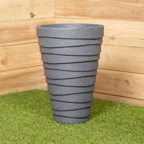 46cm Small Round Grey Garden Patio Trojan Plant Pot