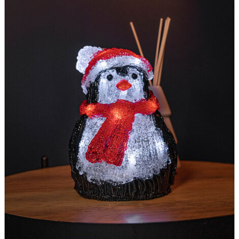 20cm Battery Operated Light up Acrylic Christmas Penguin Decoration ...