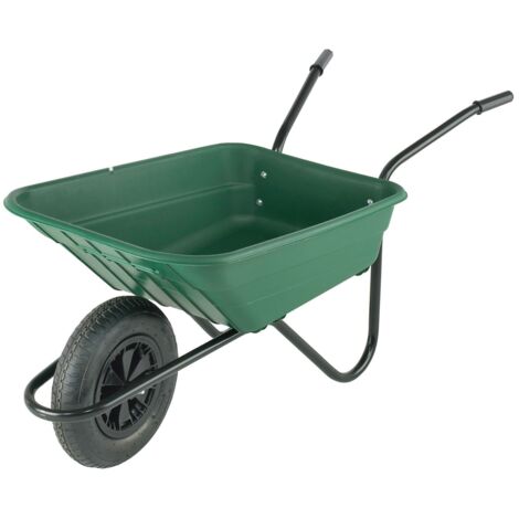 90 Litre Shire Heavy Duty Plastic Wheelbarrow – Green – Pneumatic Wheel