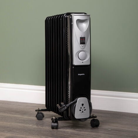 2000w 2kw 9 Fin Slimline Black Oil Filled Radiator Heater with ...