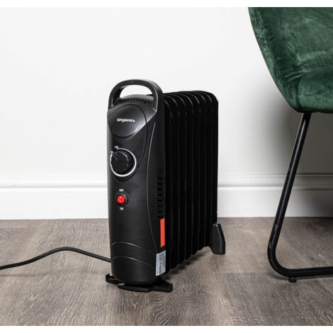 1Kw (1,000w) 9 Fin Black Oil Filled Radiator / Heater with Adjustable ...