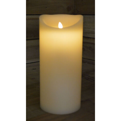 LARGE 33cm x 15cm Battery Operated Dancing Flame Candle with Timer in Cream