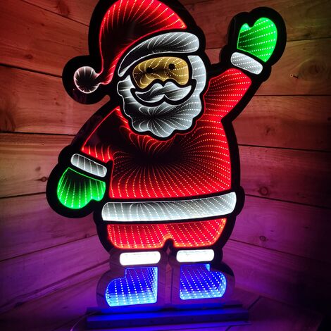 74cm LED Infinity Christmas Light Standing Santa Decoration with Metal Base