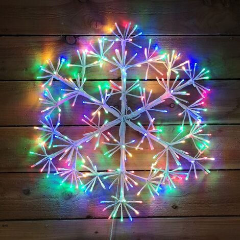 60cm Premier White Starburst Christmas Snowflake Multi Coloured ...