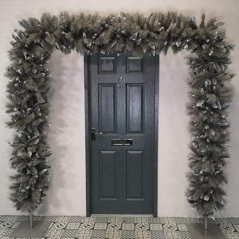 Premier Indoor 7.5ft Silver Christmas Wrapped PVC Branches Tree Arch ...