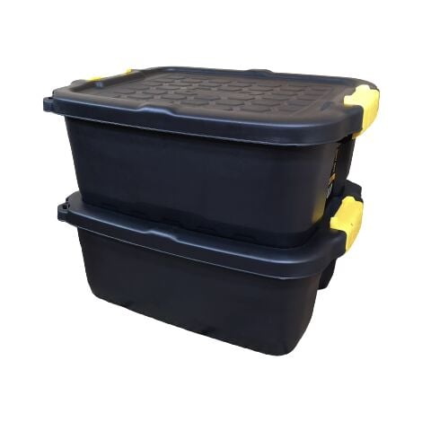 2 x 24L Heavy Duty Storage Boxes, Sturdy, Lockable, Stackable and ...