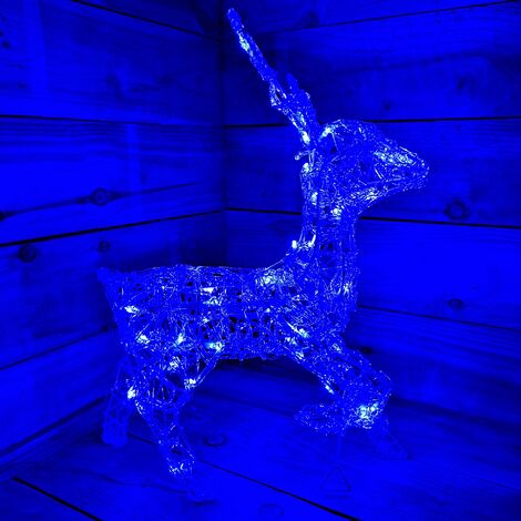 33cm Colour Changing LED Indoor Outdoor Acrylic Standing Reindeer ...