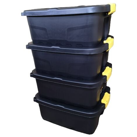 4 x 24L Heavy Duty Storage Boxes, Sturdy, Lockable, Stackable and ...