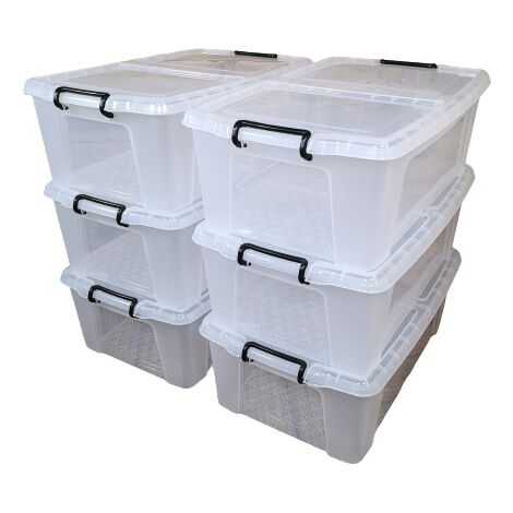 6 x 50L Smart Storage Boxes, Clear with Clear Extra Strong Lids ...