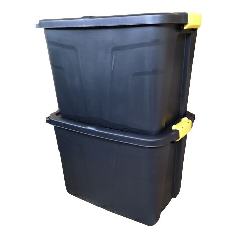 2 x 60L Heavy Duty Storage Tubs Sturdy, Lockable, Stackable and ...