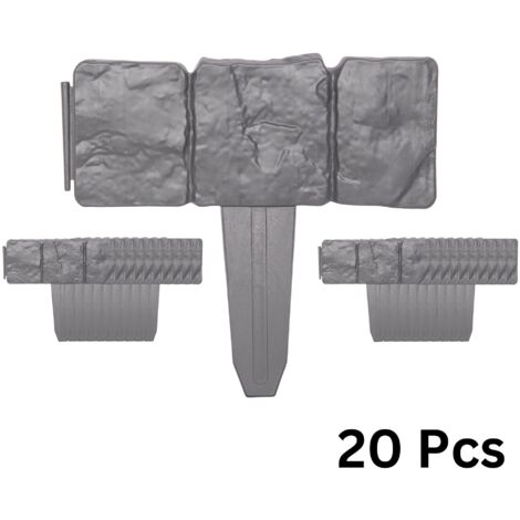 2 x 23cm 10 Piece Grey Cobble Stone Effect Garden Edging Boarder