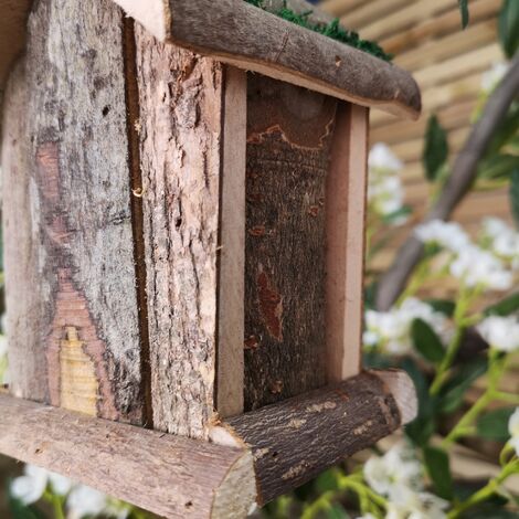 Wooden Square Log Garden Wild Bird Nest Box-32mm Entrance Hole
