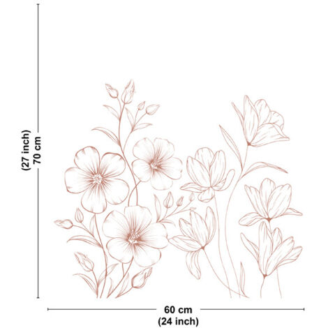 Fond de hotte en aluminium - motif floral blanc et terracotta - 70x60 cm