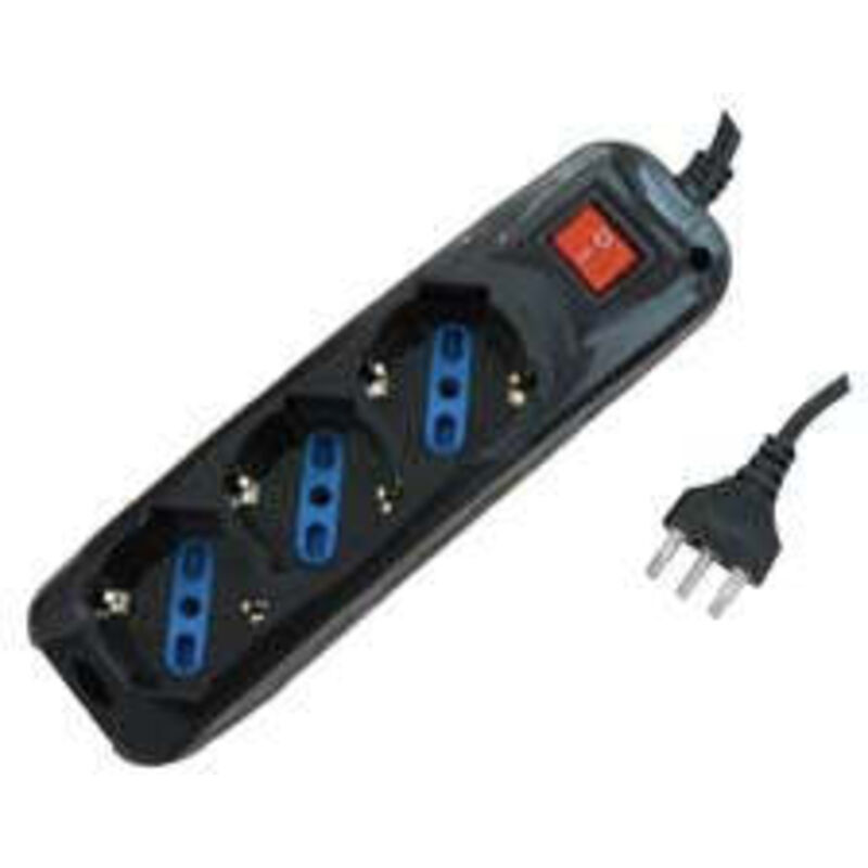 Multipresa 3 Posti Con Schuko E Con Interruttore Nera - colore nero