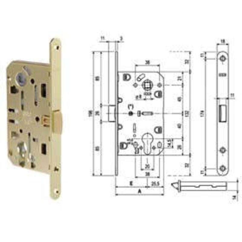 Serratura mediana evolution foro cil. solo scr. nylon b.do t.do ott. - mm.50 bordo acciaio ...