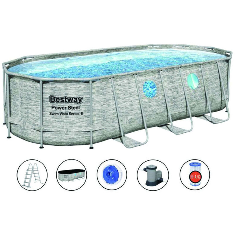Piscina power steel swim vista ovale telaio portante cm.549x274x122h. -cm.549x274x122h ...