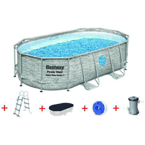 Piscina power steel swim vista ovale telaio portante cm.427x250x100h. - cm.427x250x100h ...