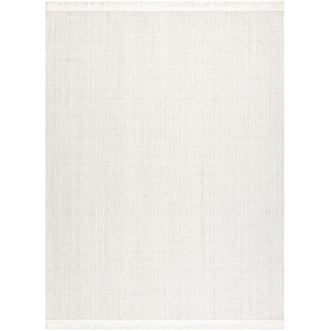 Carpet NANO FH93A Plain, loop, flat woven white white 120x170 cm