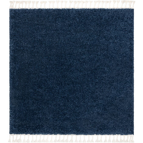Carpet BERBER square 9000 navy Fringe Berber Moroccan shaggy blue ...