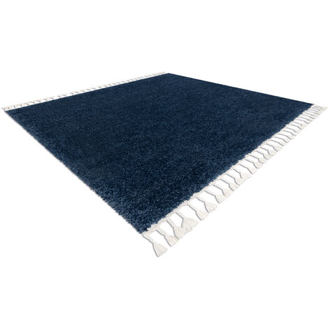 Carpet BERBER square 9000 navy Fringe Berber Moroccan shaggy blue ...