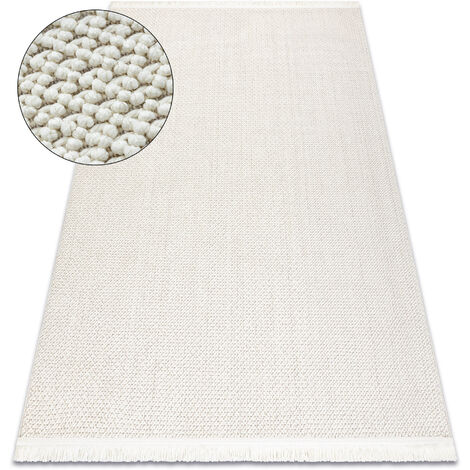 Carpet NANO FH92A Plain, loop, flat woven white white 200x290 cm