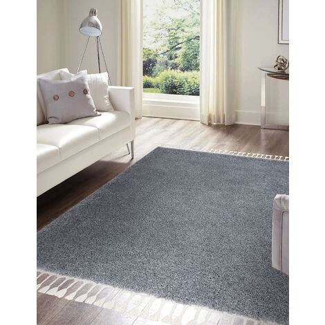 Carpet BERBER square 9000 grey Fringe Berber Moroccan shaggy grey ...